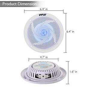 Pyle Marine Speakers - 5.25 Inch 2 Way Waterproof and Weather Resistant Outdoor Audio Stereo Sound System - 1 Pair & Marine Bluetooth Stereo Radio - 12v Single DIN Style Boat in Radio Receiver System