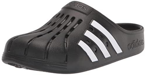 adidas Unisex Adilette Clogs Slide Sandal, Core Black/White/Core Black, 13 US Women/12 US Men