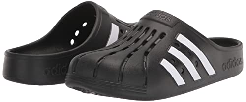 adidas Unisex Adilette Clogs Slide Sandal, Core Black/White/Core Black, 13 US Women/12 US Men