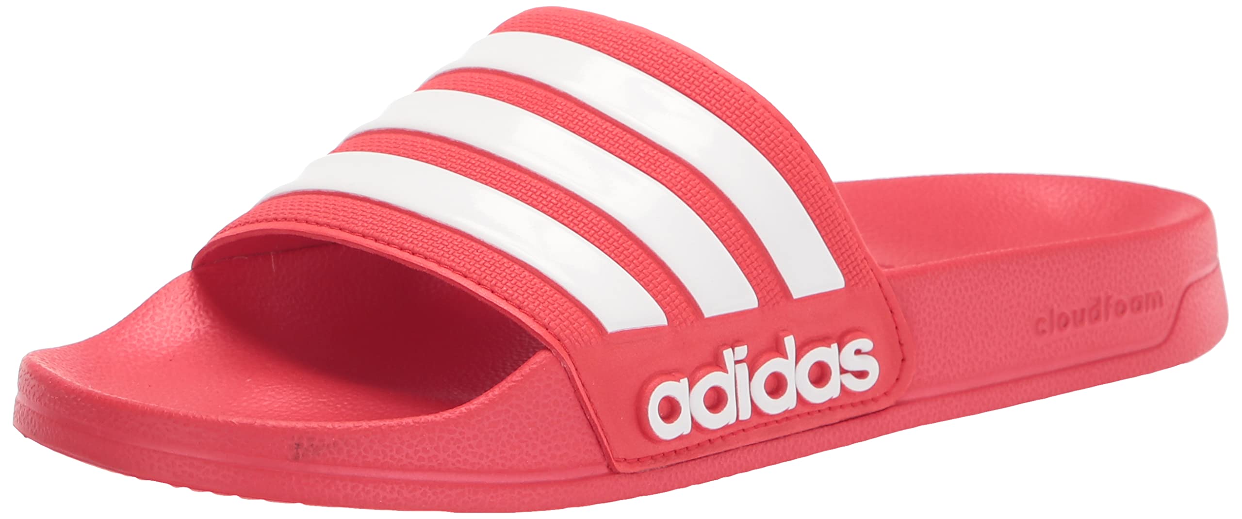 adidas Unisex Adilette Shower Slide Sandal, Vivid Red/White/Vivid Red, 9 US Women