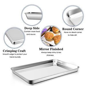 P&P CHEF Baking Cookie Sheet Set of 2, Stainless Steel Baking Sheets Pan Oven Tray, Rectangle 16”x12”x1”, Non Toxic & Durable Use, Mirror Finished & Easy Clean