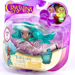 Skyrocket Crystalina Dolls - Turquoise Girls Collectible Toys with Color Changing LED Dress and Amulet Necklace