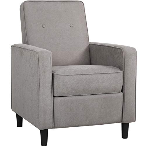 FDW Recliner Chair Fabric with Push Back Accent Arm Chair Comfortable Single Recliner Mid Century Modern Sofa Chair for Home Living Room, Grey