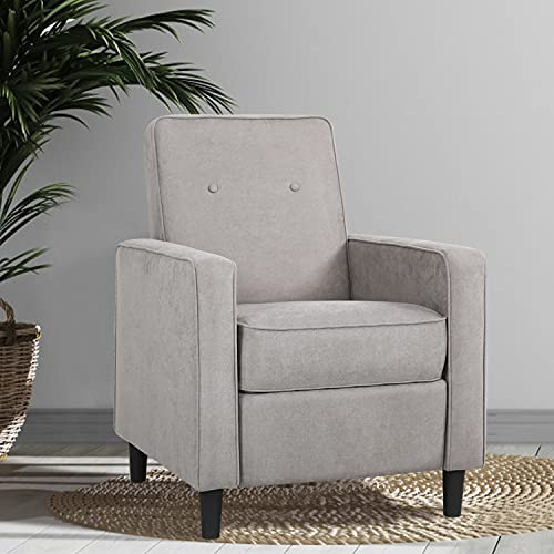 FDW Recliner Chair Fabric with Push Back Accent Arm Chair Comfortable Single Recliner Mid Century Modern Sofa Chair for Home Living Room, Grey