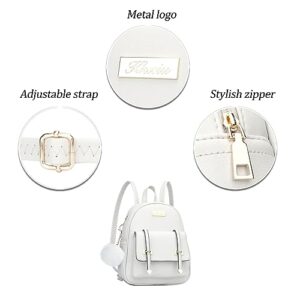 KKXIU Women Small Backpack Purse Convertible Leather Mini Daypacks Crossbody Shoulder Bag (White)