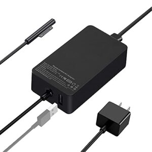 surface pro charger, 65w power adapter for microsoft surface pro x 3 4 5 6 7 7+ 8 9, surface laptop 5 4/3/2/1, surface laptop go/go 2/ go 3 power supply cord