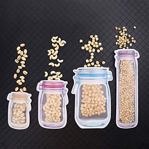 40 Pcs Reusable Mason Jar Ziplock Bags, Food Storage Fresh and Leak Proof Bags for Kitchen Camping Picnic Organizer