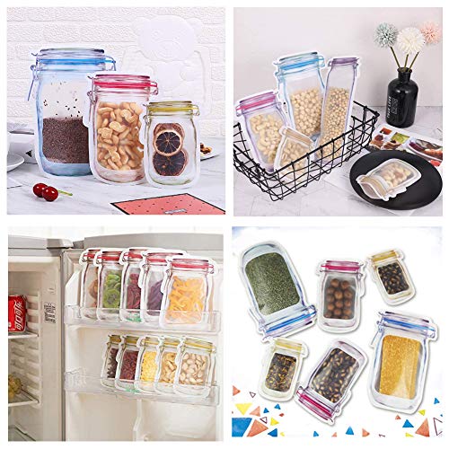 40 Pcs Reusable Mason Jar Ziplock Bags, Food Storage Fresh and Leak Proof Bags for Kitchen Camping Picnic Organizer