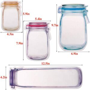 40 Pcs Reusable Mason Jar Ziplock Bags, Food Storage Fresh and Leak Proof Bags for Kitchen Camping Picnic Organizer