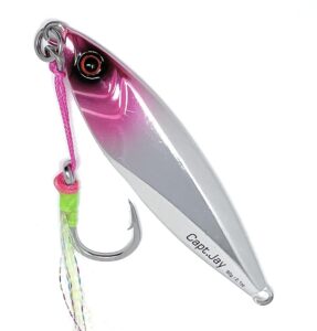 capt jay fishing saltwater jigs speed jigging slow jigging pitching lures,vertical jigging artificial lures jigging lure fishing jigs (60g pink silver, 60g)