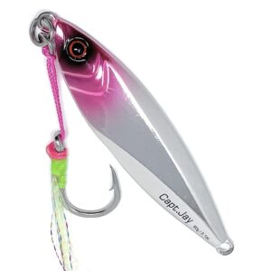 Capt Jay Fishing Saltwater jigs Speed Jigging Slow Jigging Pitching Lures,Vertical Jigging Artificial Lures Jigging Lure Fishing jigs (60g Pink Silver, 60g)