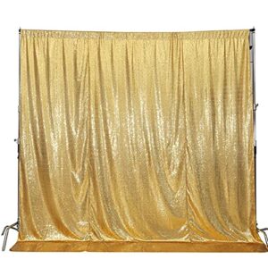 10Ft x 10Ft Gold Sequin Backdrop Curtain, Glitter Thick Not See Through Satin Background Drapes, Sparkly Opaque Photography Curtain, Sequence Xmas Thanksgiving Backdrop for Wedding Party Decor