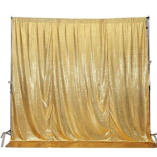 10Ft x 10Ft Gold Sequin Backdrop Curtain, Glitter Thick Not See Through Satin Background Drapes, Sparkly Opaque Photography Curtain, Sequence Xmas Thanksgiving Backdrop for Wedding Party Decor