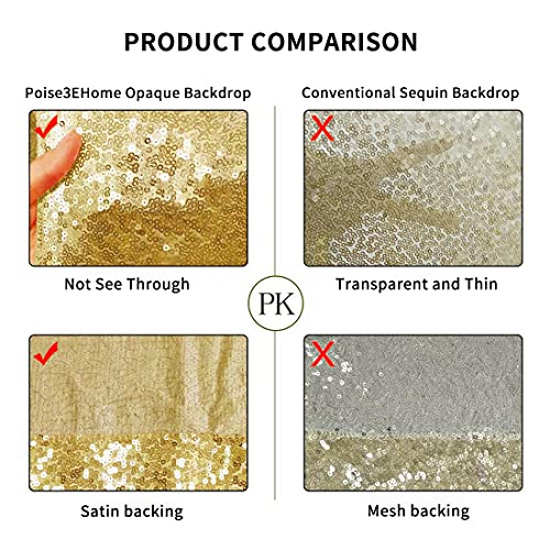 10Ft x 10Ft Gold Sequin Backdrop Curtain, Glitter Thick Not See Through Satin Background Drapes, Sparkly Opaque Photography Curtain, Sequence Xmas Thanksgiving Backdrop for Wedding Party Decor