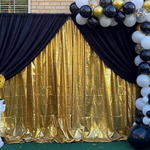 10Ft x 10Ft Gold Sequin Backdrop Curtain, Glitter Thick Not See Through Satin Background Drapes, Sparkly Opaque Photography Curtain, Sequence Xmas Thanksgiving Backdrop for Wedding Party Decor