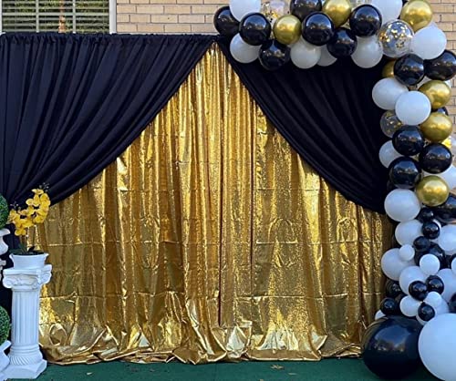 10Ft x 10Ft Gold Sequin Backdrop Curtain, Glitter Thick Not See Through Satin Background Drapes, Sparkly Opaque Photography Curtain, Sequence Xmas Thanksgiving Backdrop for Wedding Party Decor