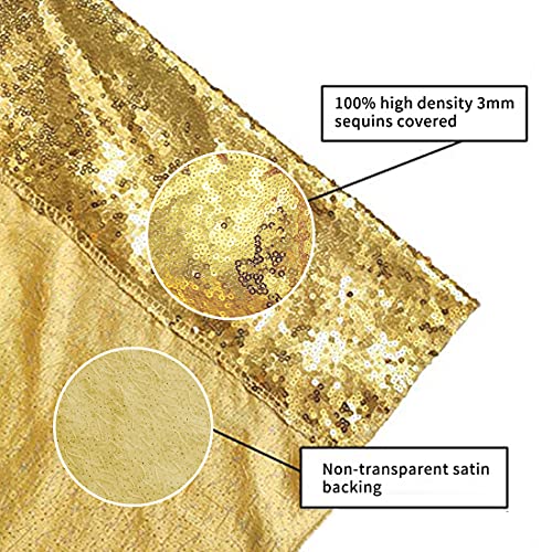 10Ft x 10Ft Gold Sequin Backdrop Curtain, Glitter Thick Not See Through Satin Background Drapes, Sparkly Opaque Photography Curtain, Sequence Xmas Thanksgiving Backdrop for Wedding Party Decor