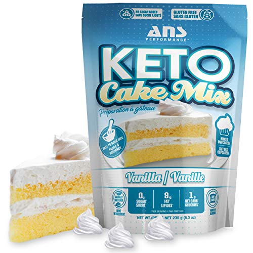 ANS Performance Keto Cake Mix - Low Carb Keto Baking Mix - Vanilla Zero Added Sugar - Naturally Sweetened - Gluten-Free Treat - Vegetarian Friendly