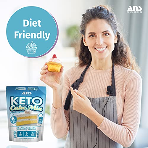 ANS Performance Keto Cake Mix - Low Carb Keto Baking Mix - Vanilla Zero Added Sugar - Naturally Sweetened - Gluten-Free Treat - Vegetarian Friendly