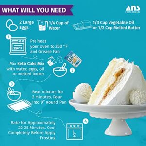 ANS Performance Keto Cake Mix - Low Carb Keto Baking Mix - Vanilla Zero Added Sugar - Naturally Sweetened - Gluten-Free Treat - Vegetarian Friendly