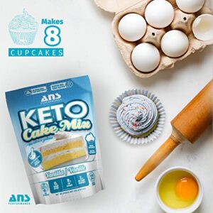 ANS Performance Keto Cake Mix - Low Carb Keto Baking Mix - Vanilla Zero Added Sugar - Naturally Sweetened - Gluten-Free Treat - Vegetarian Friendly