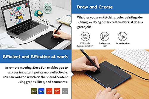 Drawing Tablet XPPen Deco Fun S Graphic Tablet with 8192 Levels Pressure, Artist Tablet 8 for Student E-Learning and Online Teaching Compatible with Window/Mac/Android/Chrome/Linux(Red, 6x4 Inch)