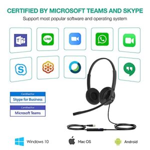 Yealink UH34 USB Wired Headset with Microphone - Stereo Headphones with Noise Cancelling,Professional Business Headphones VoIP Phone Computer Call Center Office(Ultra Light)