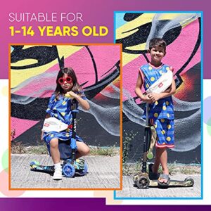 Hurtle 11 Wheeled Scooter for Kids - Stand & Cruise Child/Toddlers Toy Folding Kick Scooters w/Adjustable Height, Anti-Slip Deck, Flashing Wheel Lights, for Boys/Girls 2-12 Year Old - Hurtle