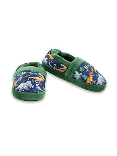 Jurassic World Dinosaur Boys Toddler Plush Aline Slippers (2-3 M US Little Kid, Navy)