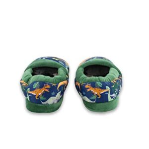 Jurassic World Dinosaur Boys Toddler Plush Aline Slippers (2-3 M US Little Kid, Navy)