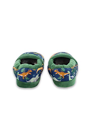 Jurassic World Dinosaur Boys Toddler Plush Aline Slippers (2-3 M US Little Kid, Navy)