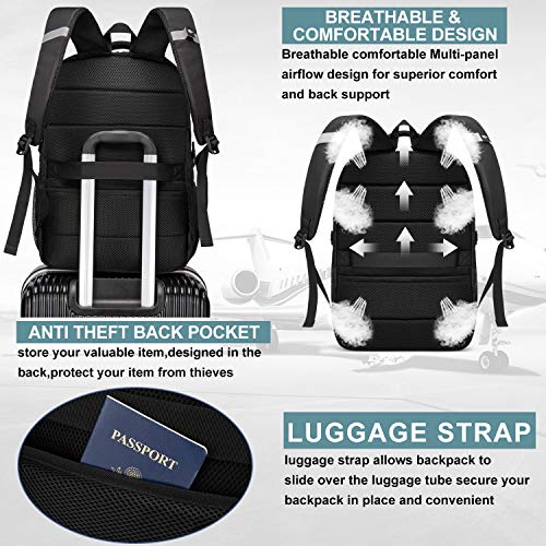 Extra Large Business Travel Backpack, Big Laptop Backpack with USB Charging Port for Men Womens, Anti Theft Water Resistant College Backpack Computer Bag Fits 17.3Inch Laptop Notebook,Blue