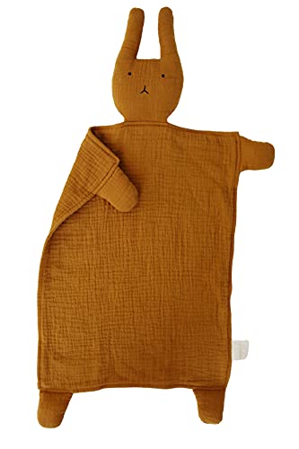 Marlowe & Co Organic Cotton Muslin Lovey Blanket, Organic Cotton Muslin Bunny Security Blanket (Toffee)