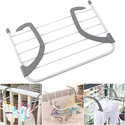 ZyHMW Clothes Airer Portable Folding Drying Rack Outdoor Bathroom Clothes Hanger Balcony Laundry Dryer Airer Shoe Towel Pole Drying Wall Holder，Folding Airer (Color : Dark Gray) (Color : Dark Gray)