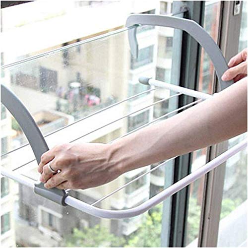 ZyHMW Clothes Airer Portable Folding Drying Rack Outdoor Bathroom Clothes Hanger Balcony Laundry Dryer Airer Shoe Towel Pole Drying Wall Holder，Folding Airer (Color : Dark Gray) (Color : Dark Gray)