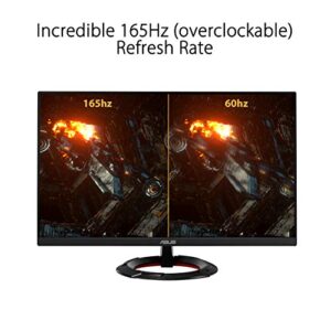 ASUS TUF Gaming 23.8” 1080P Monitor (VG249Q1R) - Full HD, IPS, 165Hz (Supports 144Hz), 1ms, Extreme Low Motion Blur, Speaker, FreeSync™ Premium, Shadow Boost, VESA Mountable, DisplayPort, HDMI,BLACK