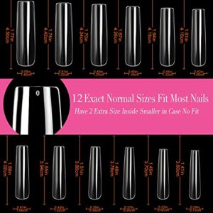 UNA GELLA Full Cover Nail Tips Square Gel Nails Tips 120 PCS No C Curve Nail Tips XXL Extra Long Nail Tips Full Cover Square Straight Tips No C Curved Fake Nails Tapered Square Nails For Acrylic Nails For Salon Home DIY with Box