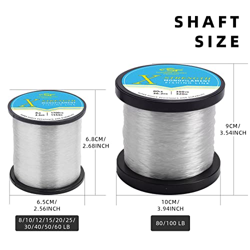 SF Monofilament Fishing Line Premium Spool X-Strong Mono Nylon Material Leader Line Clear for Saltwater Freshwater 30LB