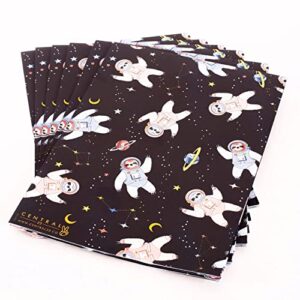 CENTRAL 23 - Birthday Wrapping Paper - 6 Gift Wrap Sheets - Navy Space Theme - Sloths - Men Women - Recyclable