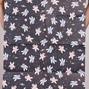 CENTRAL 23 - Birthday Wrapping Paper - 6 Gift Wrap Sheets - Navy Space Theme - Sloths - Men Women - Recyclable