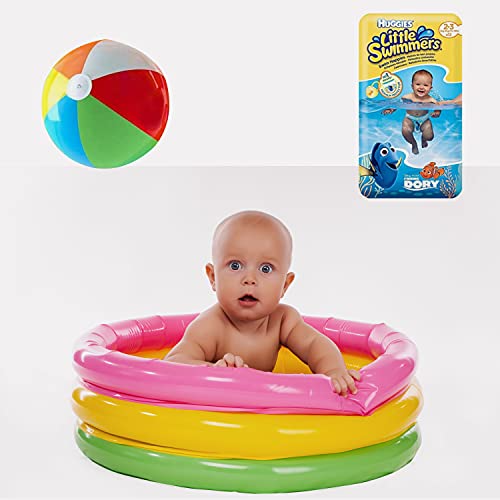 X-Small - Little Swimmers Disposable Swim Diapers, (7lb-18lb.), 12-Count Bonus Inflatable Pool Ball (5 inch)