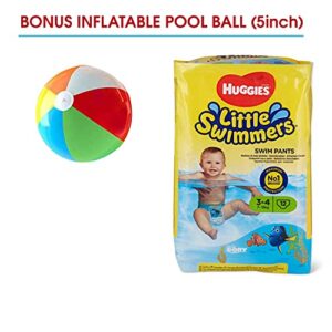 X-Small - Little Swimmers Disposable Swim Diapers, (7lb-18lb.), 12-Count Bonus Inflatable Pool Ball (5 inch)