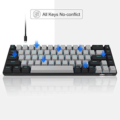 MageGee Portable 60% Mechanical Gaming Keyboard, MK-Box LED Backlit Compact 68 Keys Mini Wired Office Keyboard with Blue Switch for Windows Laptop PC Mac - Grey/Black