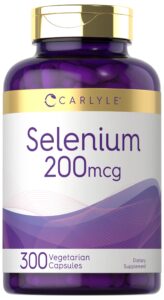 yeast free selenium supplement | 200mcg | 300 capsules | vegetarian, non-gmo, and gluten free mineral formula | l-selenomethionine | value size | by carlyle