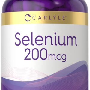 Yeast Free Selenium Supplement | 200mcg | 300 Capsules | Vegetarian, Non-GMO, and Gluten Free Mineral Formula | L-Selenomethionine | Value Size | by Carlyle