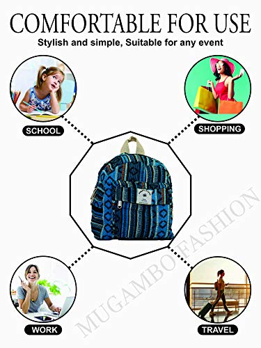 Generic Eco Friendly Set Of Mini Backpack + Pen case Coin Purse Hemp University Light Weight For Girl (Blue), Small