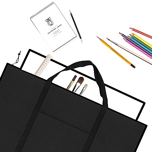 Opret Art Portfolio Tote Bag, 23 x 31 inches Foldable Black Carry Storage Case Lightweight with Shoulder Strap for Artwork, Poster Boards and Sketching