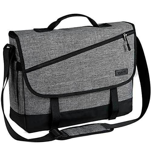 VASCHY Messenger Bag for Men, Fashion Water Resistant Laptop Satchel Crossbody Shoulder Side Bag Briefcase for Men and Women for Work,School,Business Gray