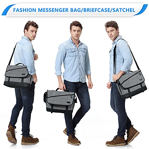 VASCHY Messenger Bag for Men, Fashion Water Resistant Laptop Satchel Crossbody Shoulder Side Bag Briefcase for Men and Women for Work,School,Business Gray