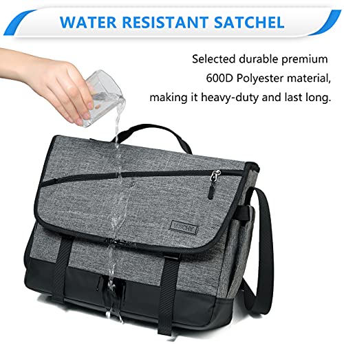 VASCHY Messenger Bag for Men, Fashion Water Resistant Laptop Satchel Crossbody Shoulder Side Bag Briefcase for Men and Women for Work,School,Business Gray